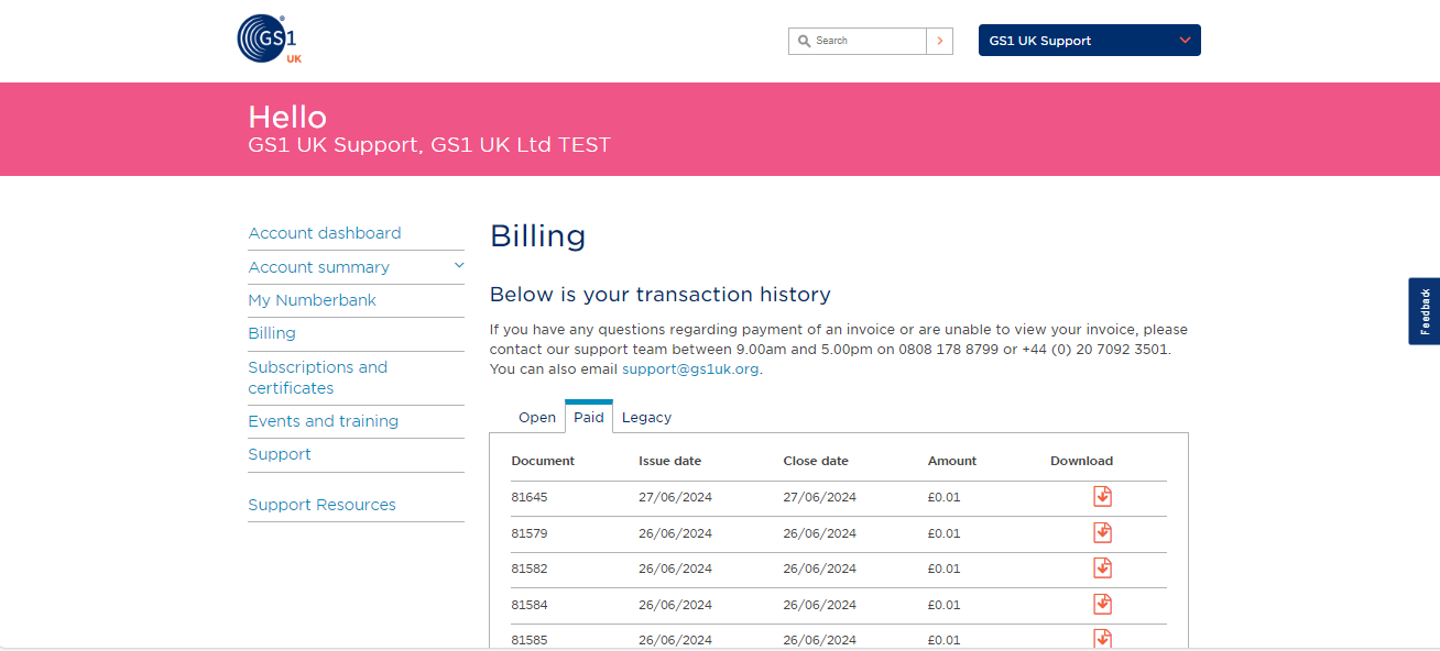 GS1 UK | How can I check if you have received my payment?